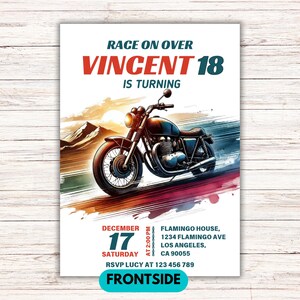 Motorbike Invitation Template, Motorcycle Birthday Invitation ...