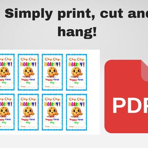Chip Chip Hooray Cookie First Day of School Printable Tags, Welcome ...