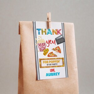 Movie Night Birthday Party Favor Tags | Pop on Over Cinema Movie Thank ...