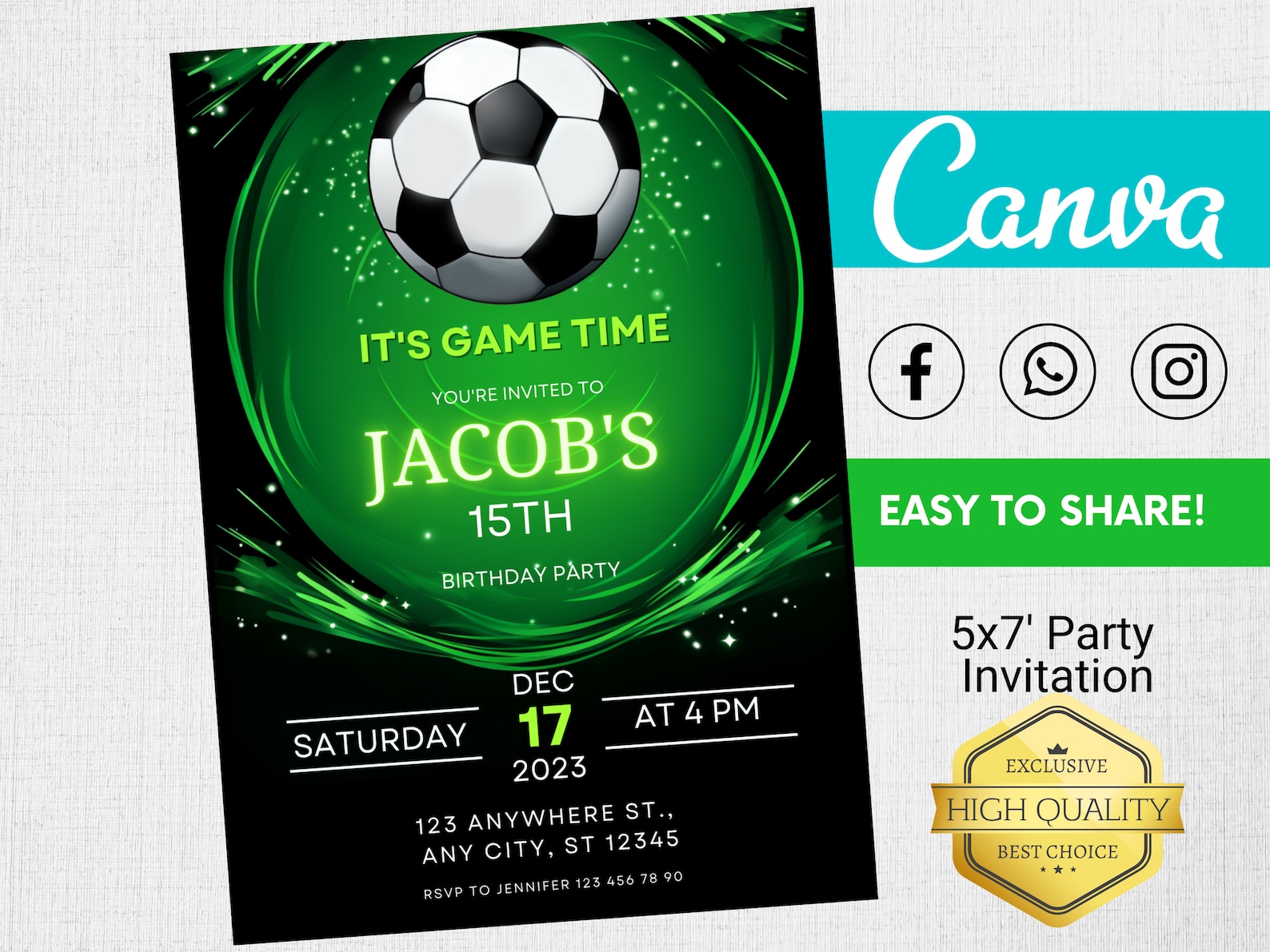 Editable Soccer Birthday Invitation Football Party Invite - Etsy