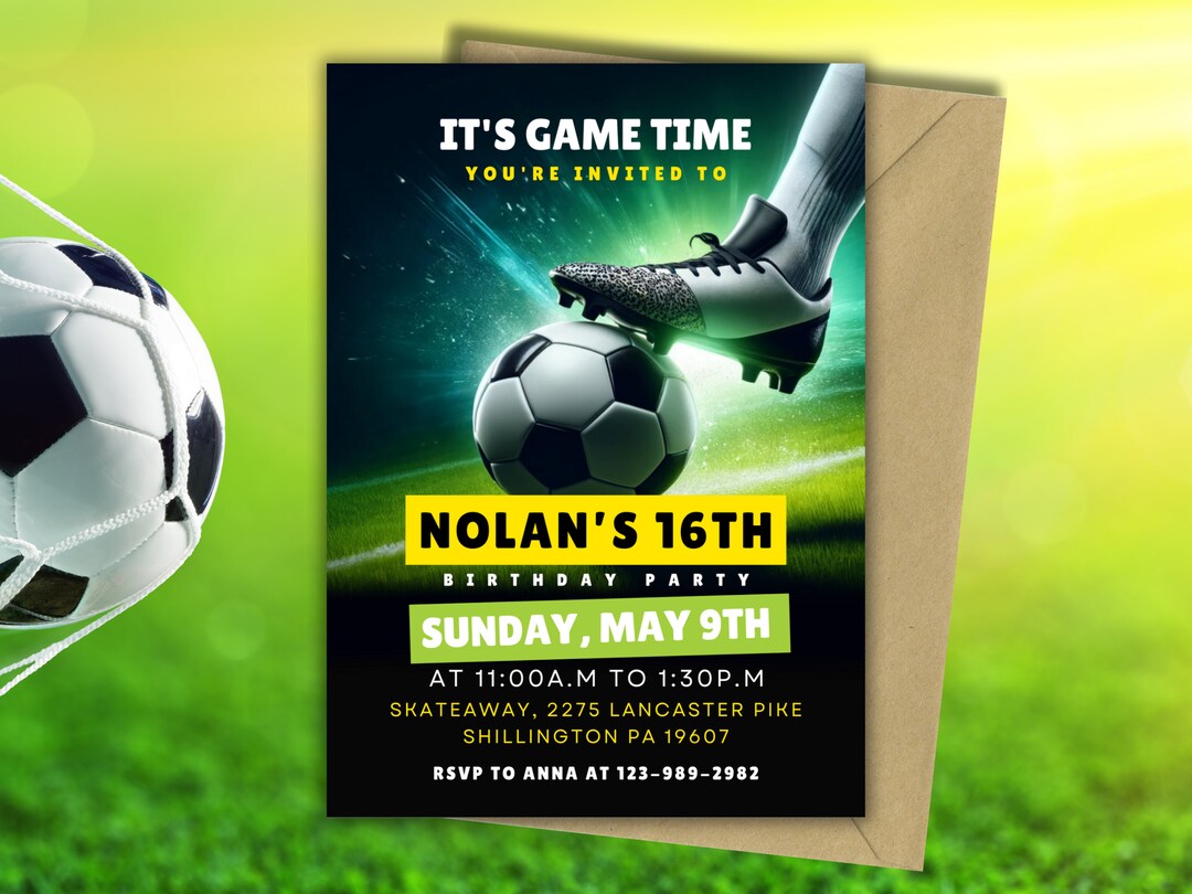 Editable Soccer Birthday Invitation, Sport Game Invite Theme ...