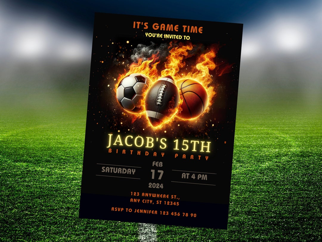 All Star Sports Birthday Invitation Template: Printable Party Invite ...