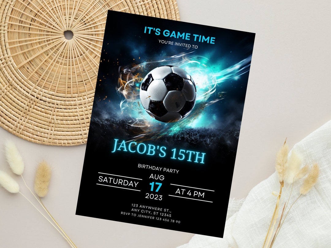 Editable Soccer Birthday Invitation Template Soccer Party Invitation ...