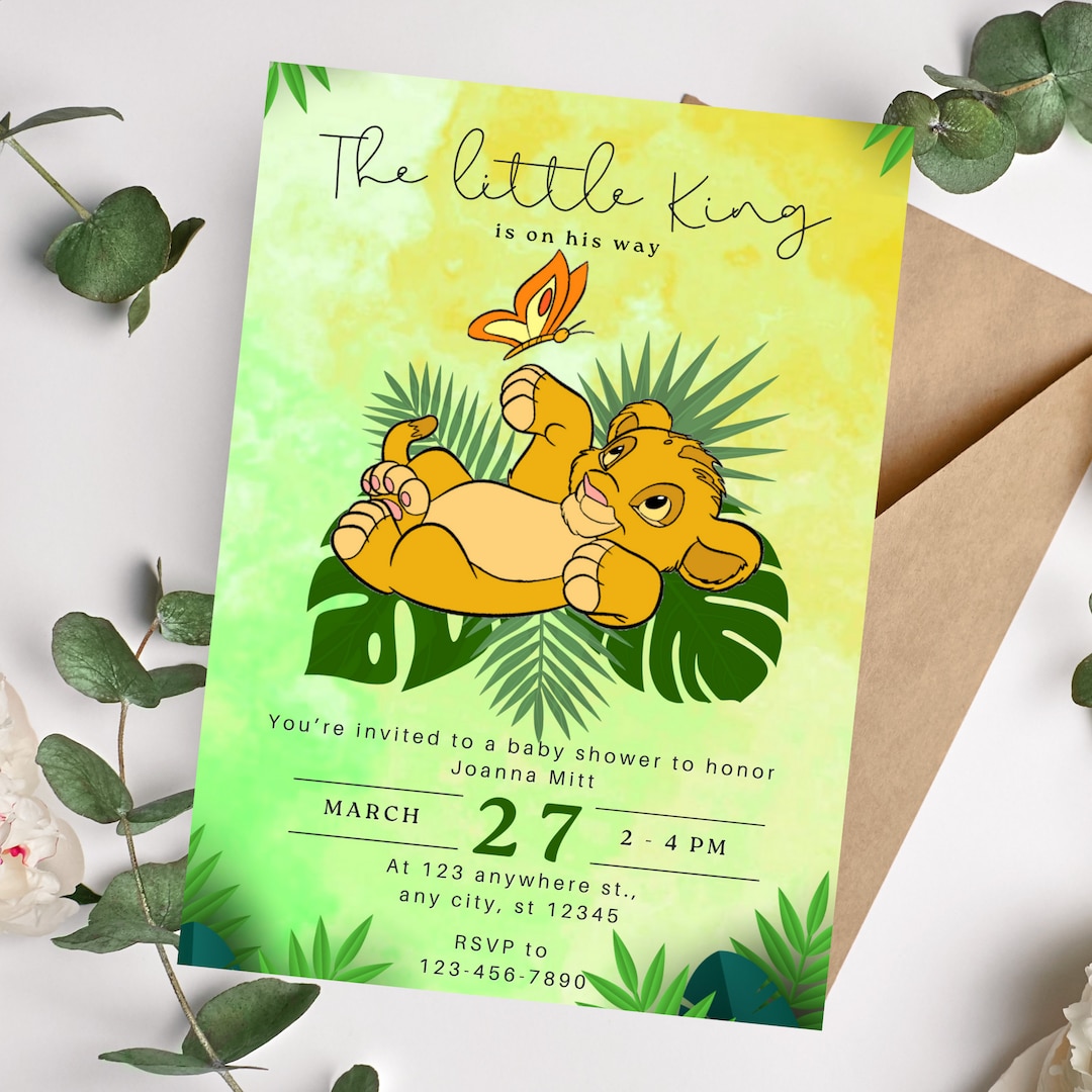 Lion King Baby Shower Invitation, Simba Baby Shower Invite, A Little ...