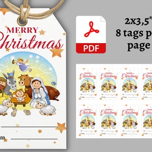 Nativity Gift Tag, Christmas Label, Printable Gift Tag, Christian ...