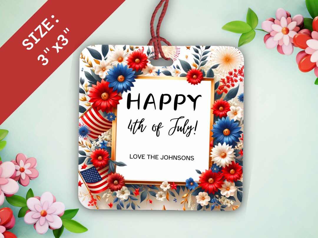 July 4th Tag Template, Editable Fourth of July Tag, American Flag USA ...