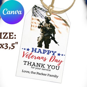 Printable Veterans Day Tags and Editable Veterans Day Tag, Ready to ...