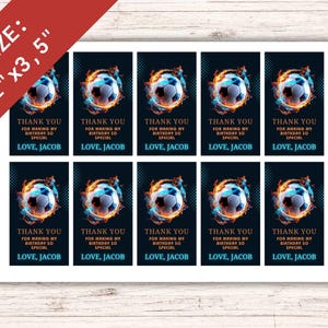 Soccer Birthday Thank You Tags, Party Gift Tags for Soccer Theme Events ...