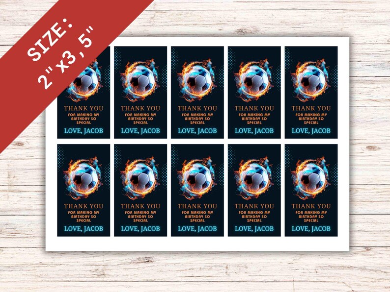 Soccer Birthday Thank You Tags: Editable Party Favor Template (digital ...