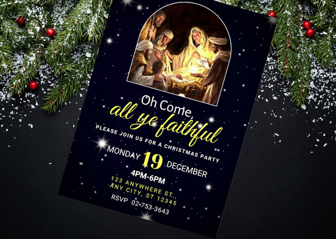 Nativity Christmas Invitation: Religious Church Party Invite (canva ...