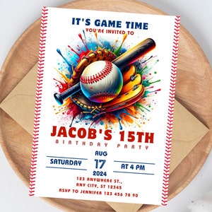 Baseball Invitation Editable Sports Template, Editable Baseball ...