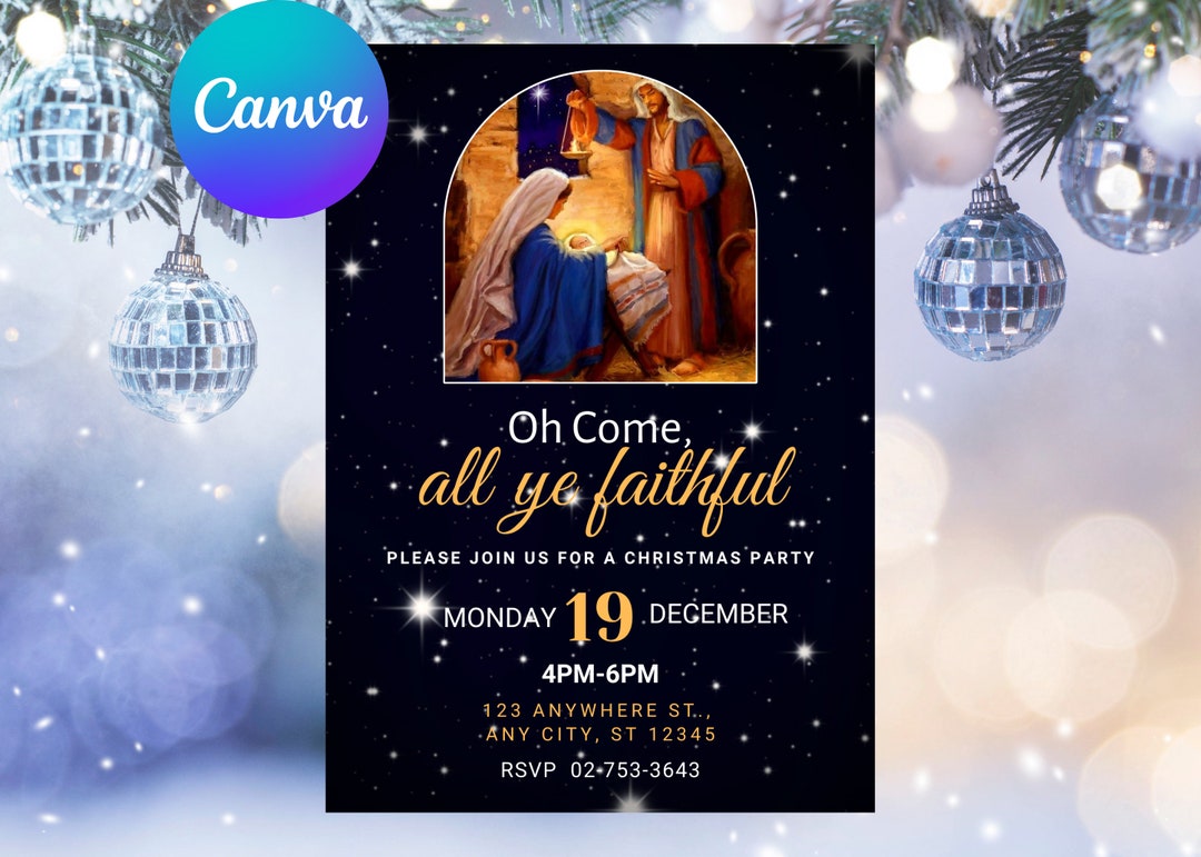 Nativity Christmas Invitation, Religious Christmas Invitation, Church ...