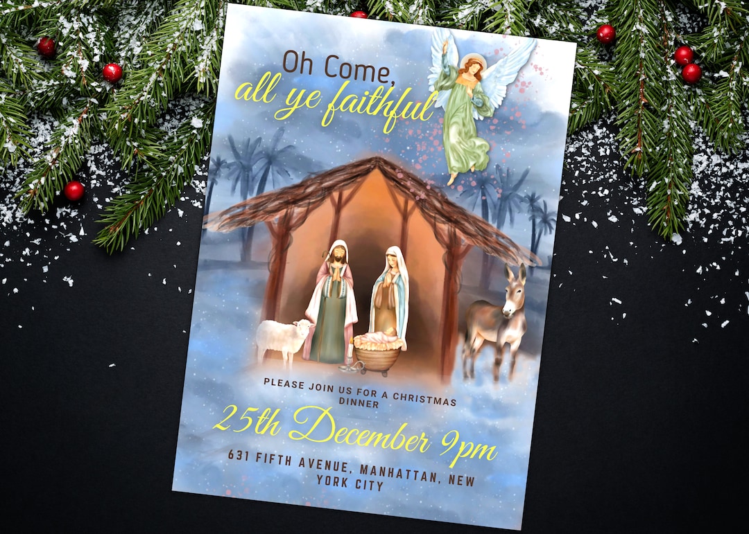 Nativity Christmas Invitation, Christmas Service Invitation, Christmas ...
