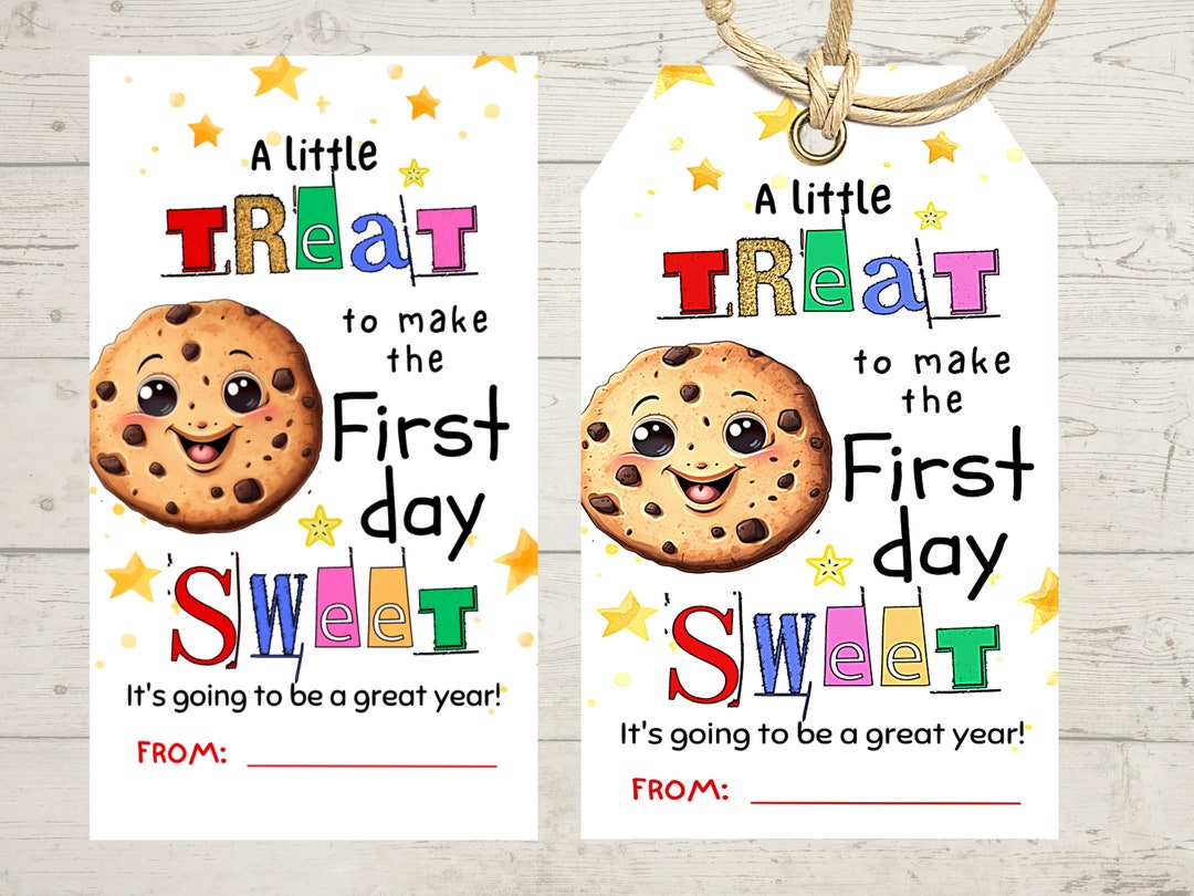 First Day of School Cookie Treat Tag: Printable Gift Tag (PDF) - Etsy