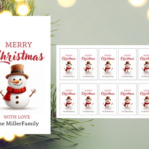 Snowman Christmas Gift Tag Template, Printable Holiday Favor Tag ...