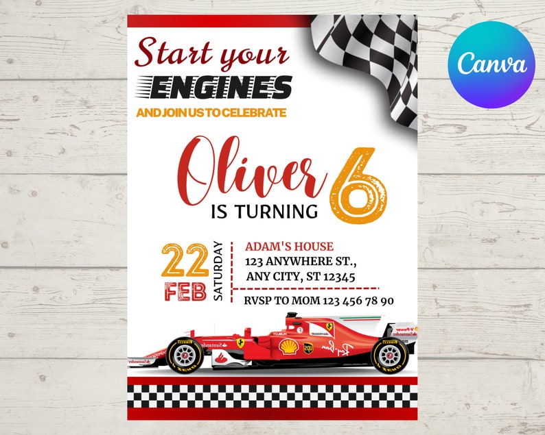 Editable Race Car Birthday Invitation Template Printable Race - Etsy Canada