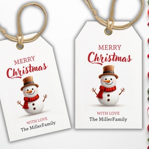 Snowman Christmas Gift Tag Template, Printable Holiday Favor Tag ...