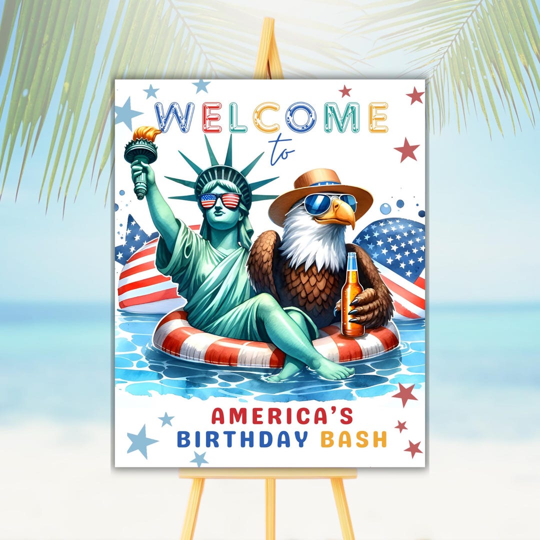 4th of July Welcome Sign Printable | Patriotic Party Decor PDF ...