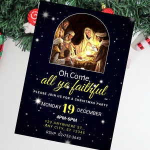 Nativity Christmas Invitation: Religious Church Party Invite (canva ...