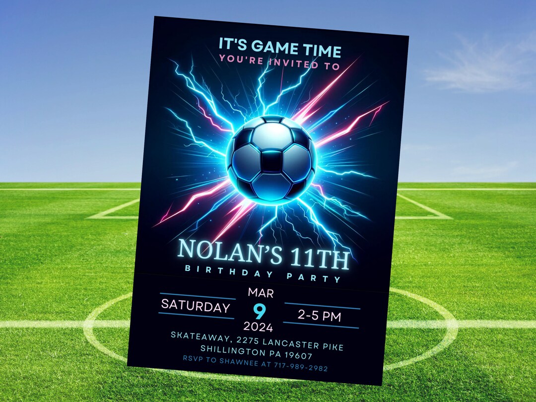 Soccer Birthday Invitation: Game Time Party, Editable Template (digital ...
