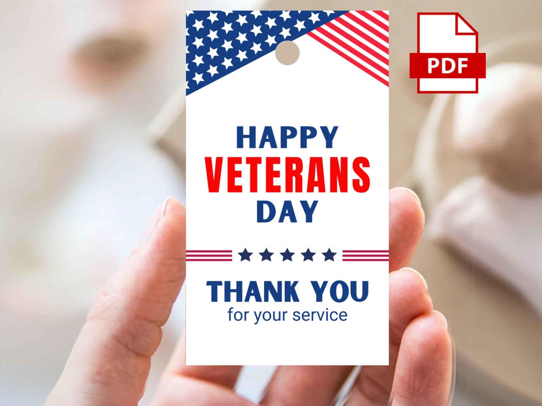 Veterans Day Gift Tags | Printable PDF | Happy Veterans Day Tags ...
