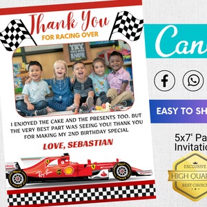 Race Car Thank You Cards, Photo Thank You Cards, Birthday Thank You ...