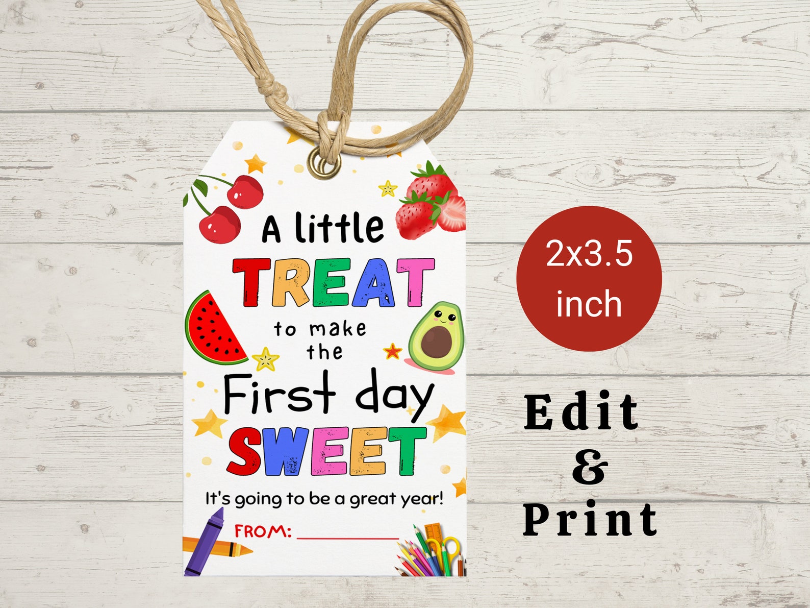 Back to School Tag Printable PDF Gift Tag Printable Fruits - Etsy