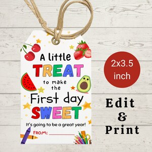 Back to School Tag Printable PDF Gift Tag Printable Fruits Tag, Instant ...