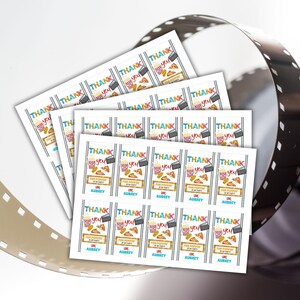 Movie Night Birthday Party Favor Tags | Pop on Over Cinema Movie Thank ...