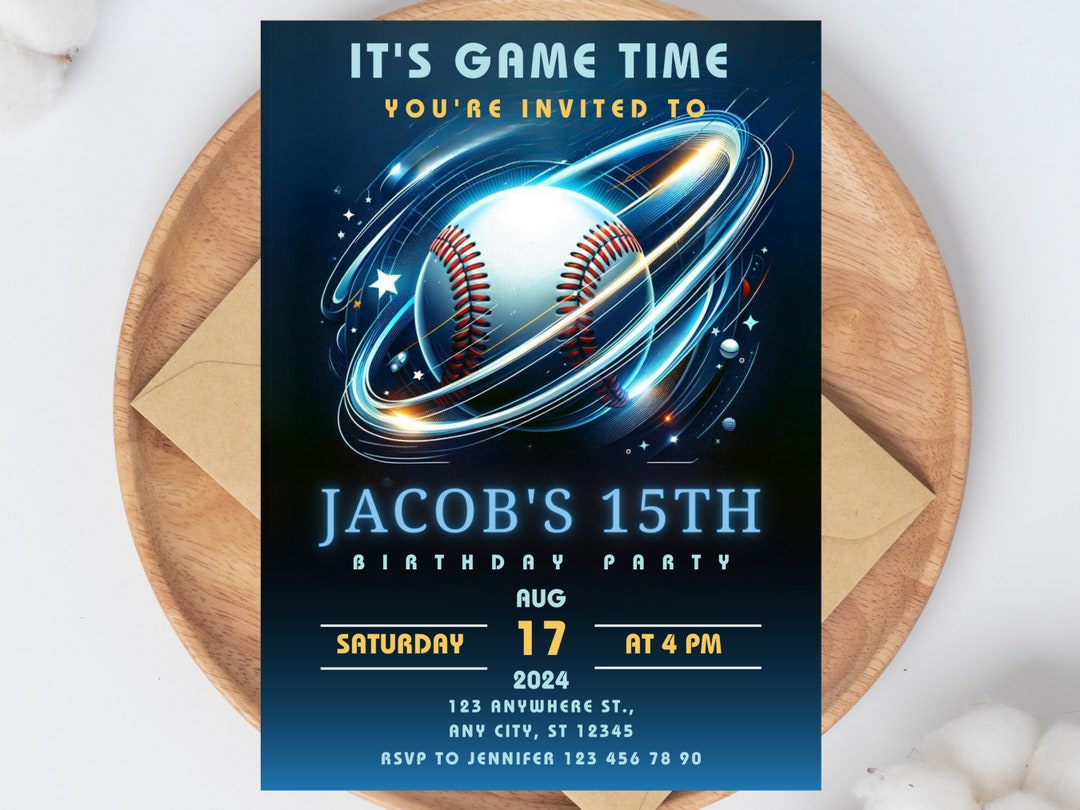 Editable Baseball Birthday Invitation: Sport Party Digital File (PDF ...