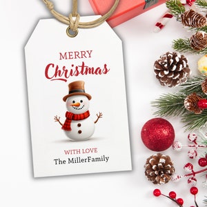 Snowman Christmas Gift Tag Template, Printable Holiday Favor Tag ...