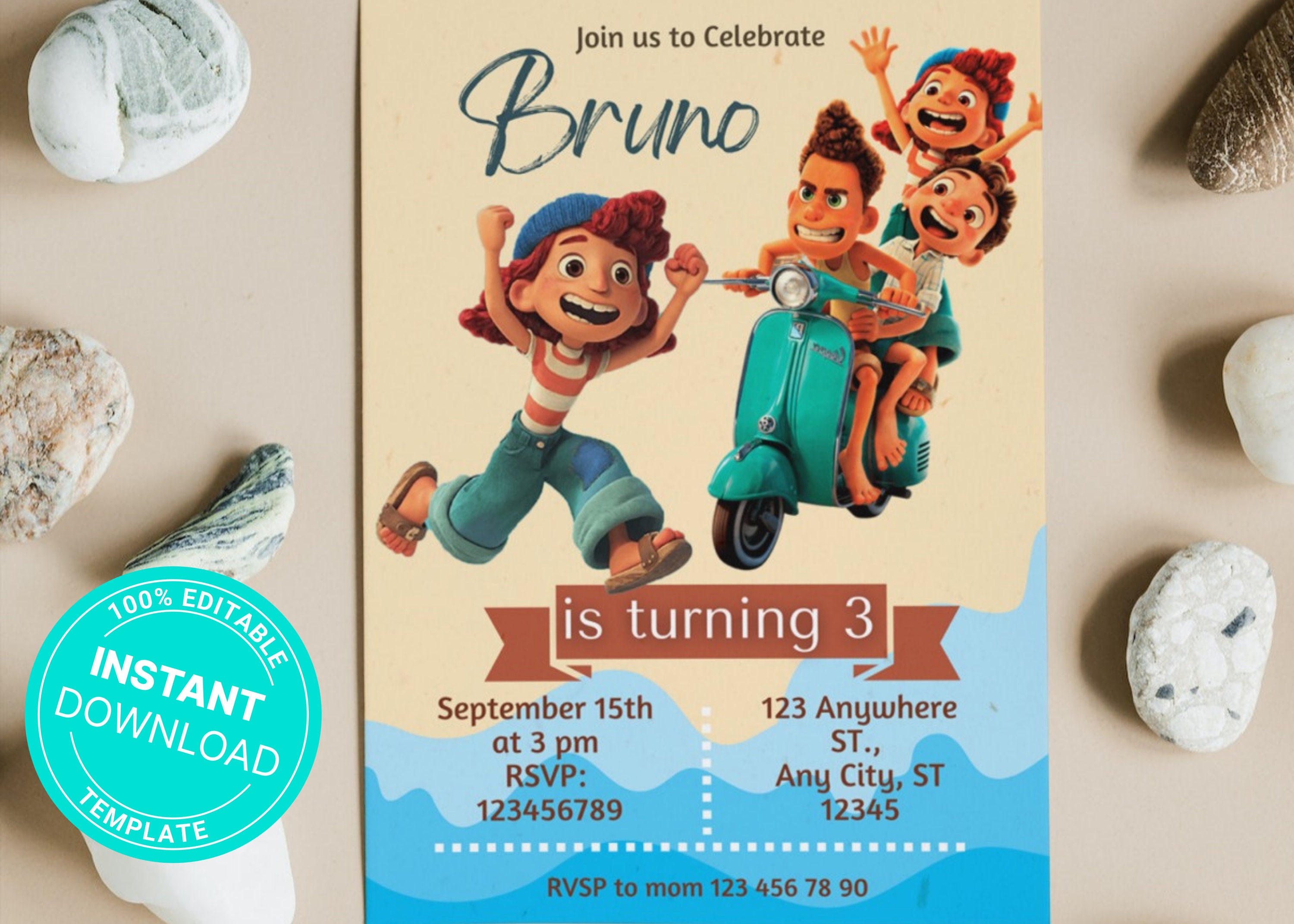 Pretty Luca Birthday Invitation Digital Party Invite Canva - Etsy