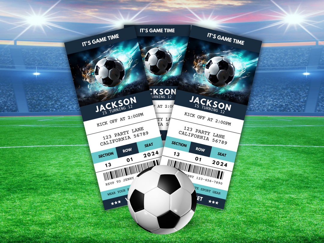 Soccer Ticket Birthday Invitation, Football Ticket Invite Template ...