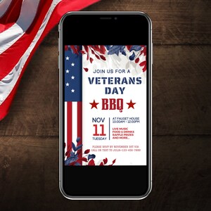 EDITABLE Veterans Day Invitation Vet Cookout Celebration Dinner Party ...