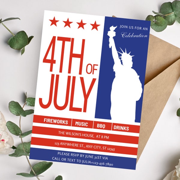 July 4th Invitations - Etsy