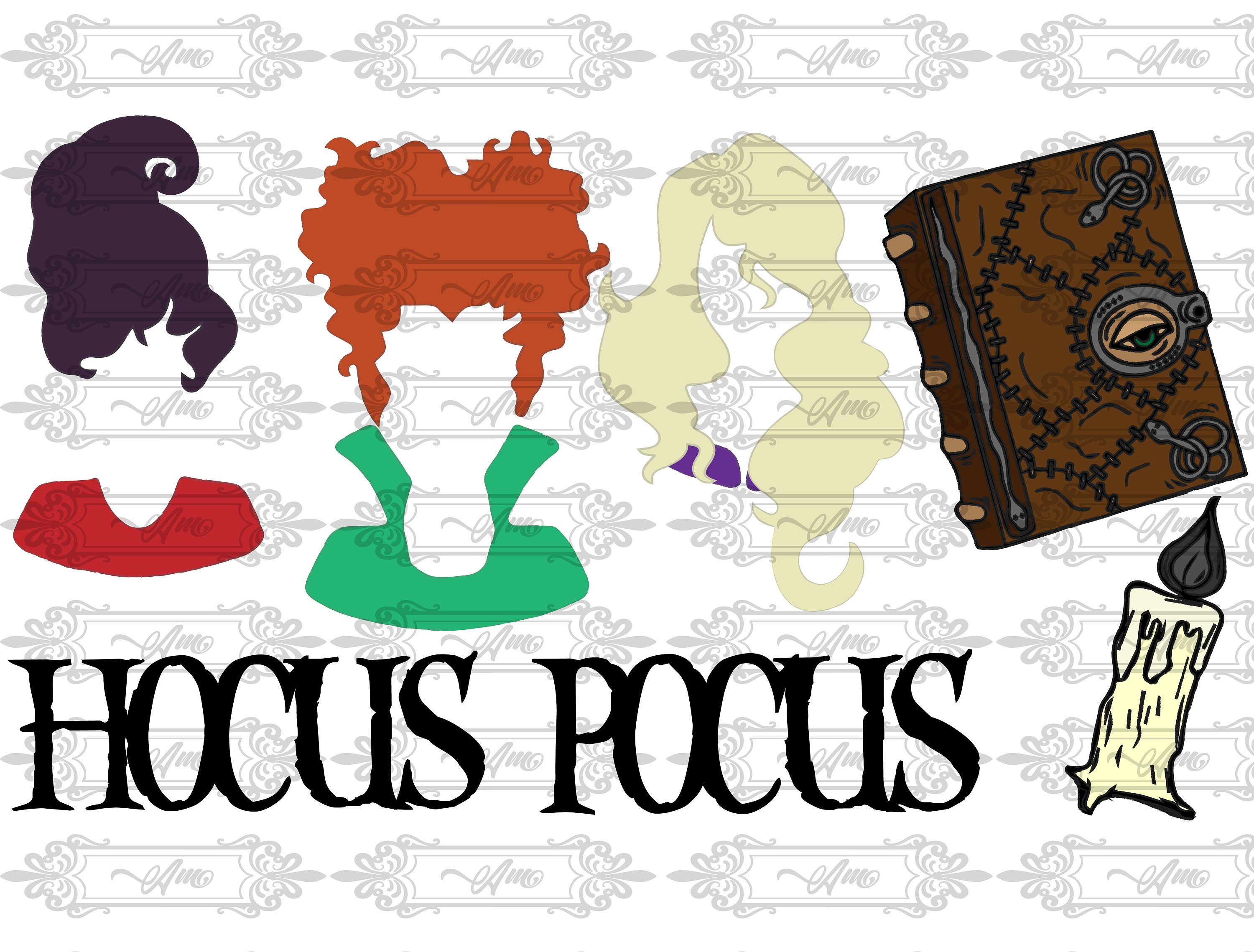 Hocus Pocus / Witch / Sisters / Halloween / Spell Book / Clipart ...