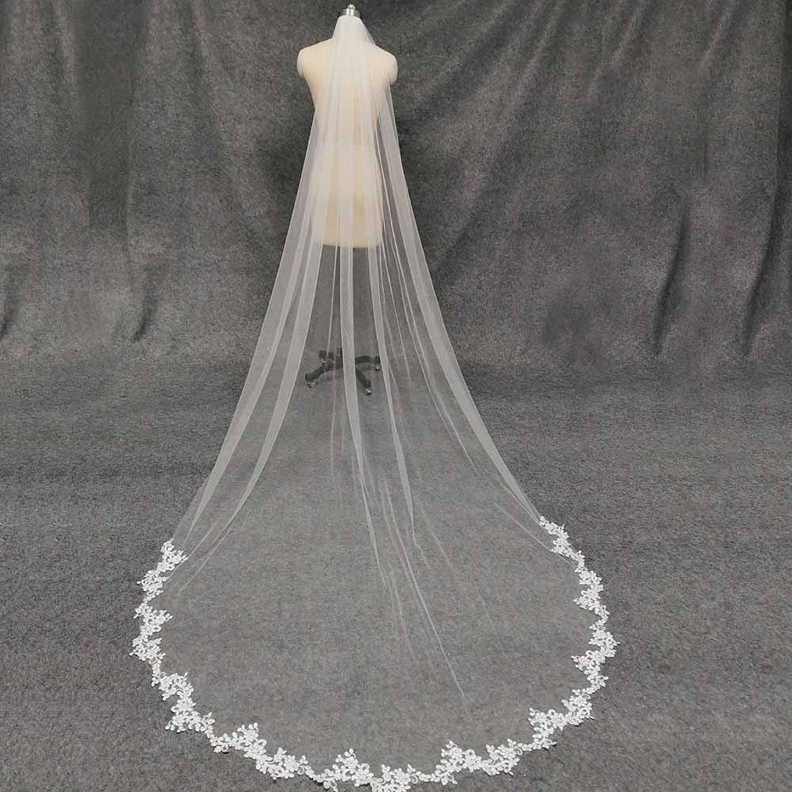 Lace Applique Long Veil - Etsy