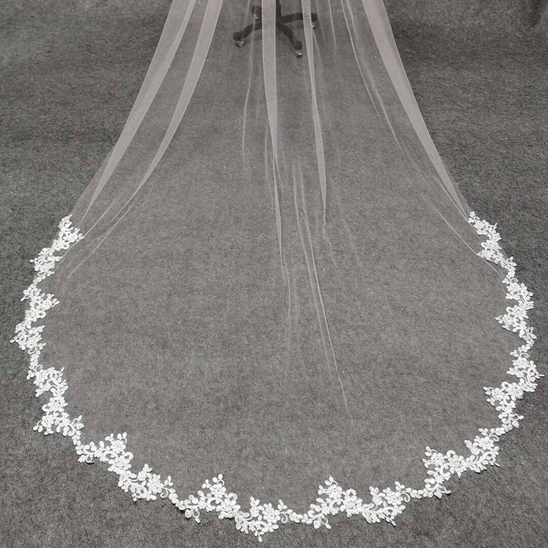 Lace Applique Long Veil - Etsy