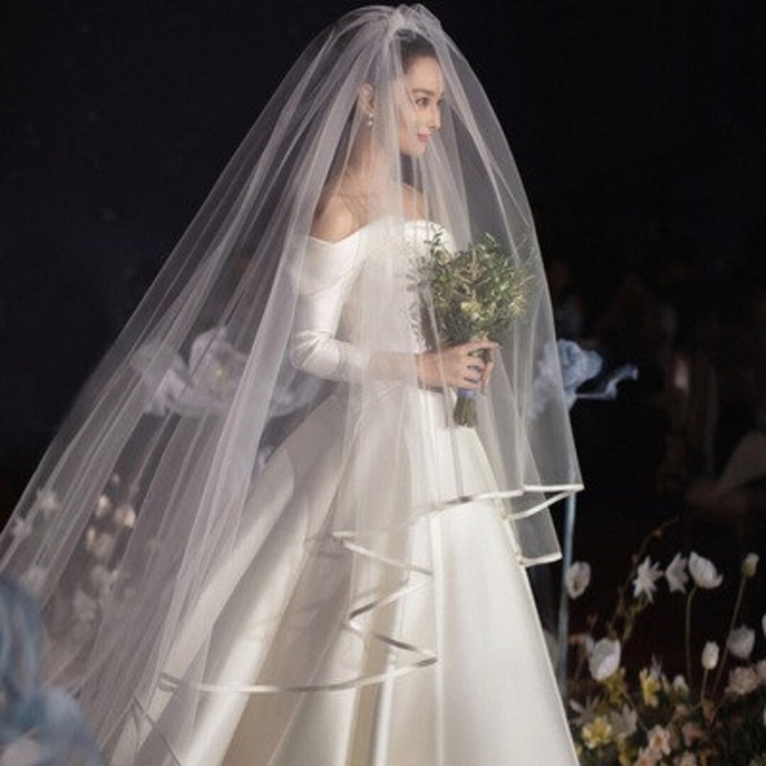 Two Layer Wedding Veil With Satin Trim - Etsy