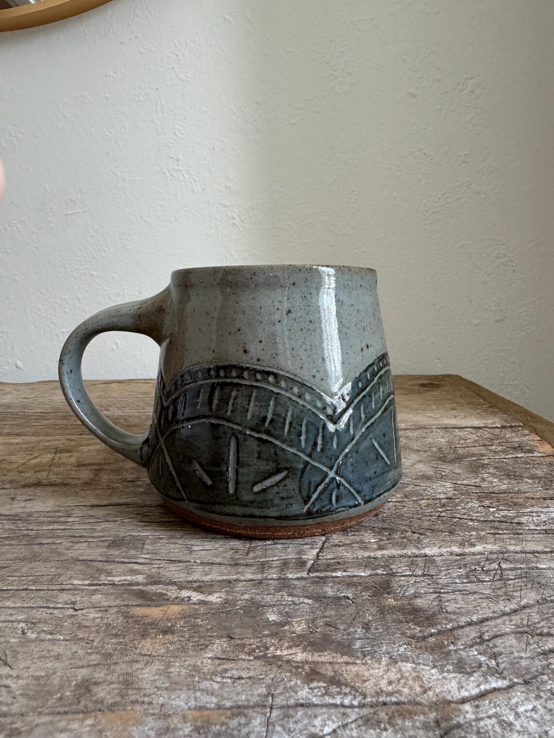 Hand Carved Grey and Blue Sgraffito Mug // Ceramic Cup, Coffee Cup ...