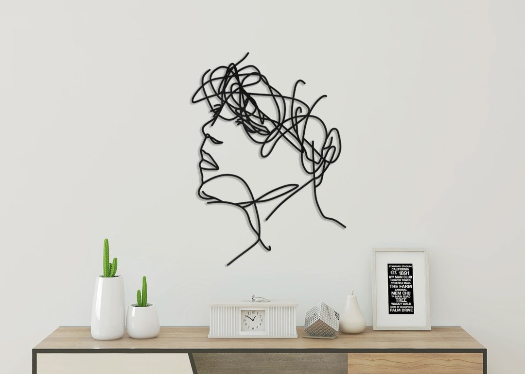 Minimalist Metal Line Art: Abstract Face Wall Decor - Etsy
