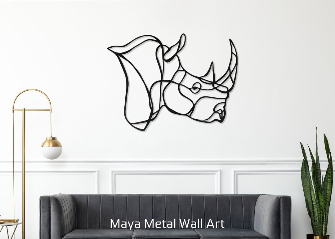 Metal Rhino Statue,metal Rhino Head,rhino Metaldecor,rhino Wallart ...