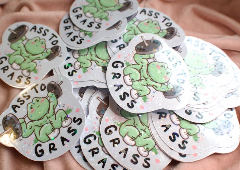 ASS TO GRASS Buff Frog Gym Sticker - Etsy