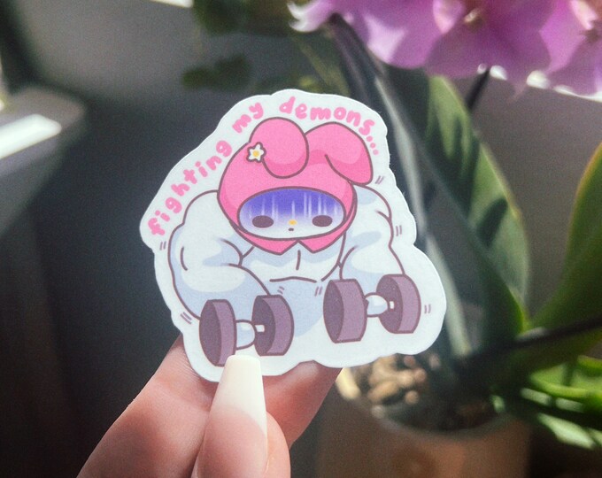 Fighting My Demons Buff Rabbit Sticker - Etsy