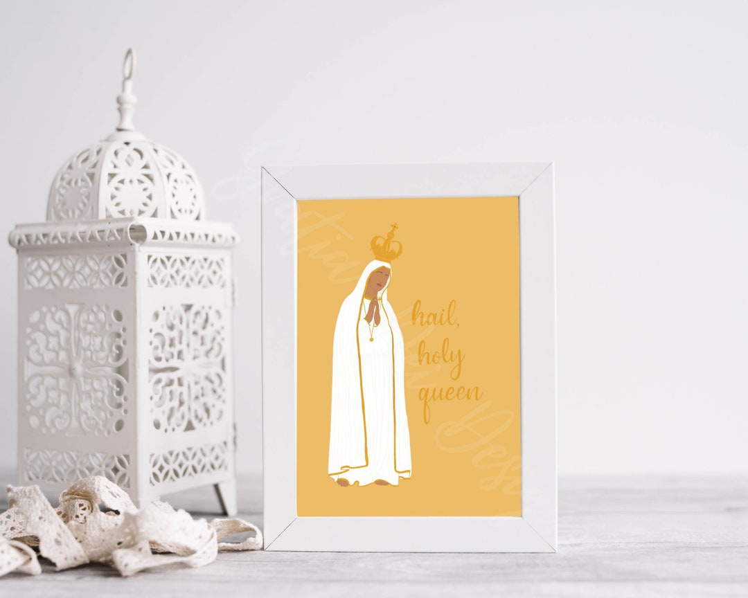 Hail Holy Queen | 8x10, 5x7 Illustrated Art Print | Our Lady of Fatima ...