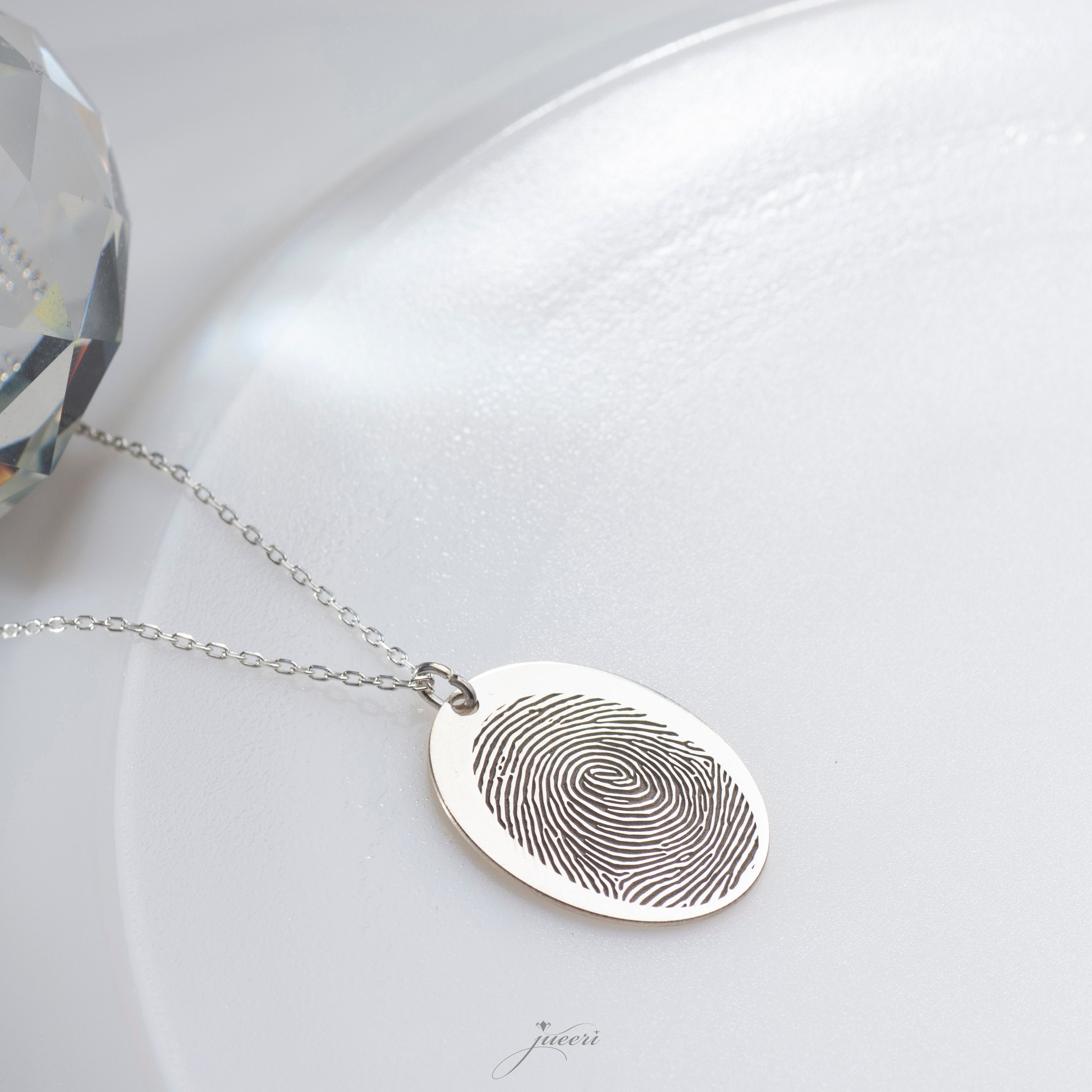 Customized Actual Fingerprint Necklace: 925 Sterling Silver - Etsy UK