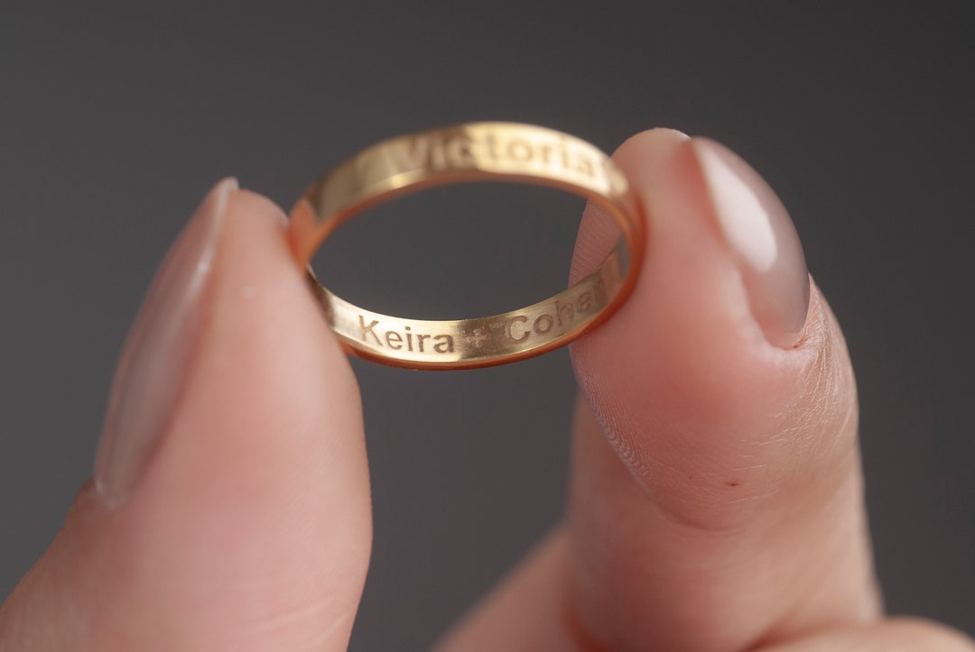 925K Silver Secret Message Ring, Minimalist Inner Circle Stackable Ring ...