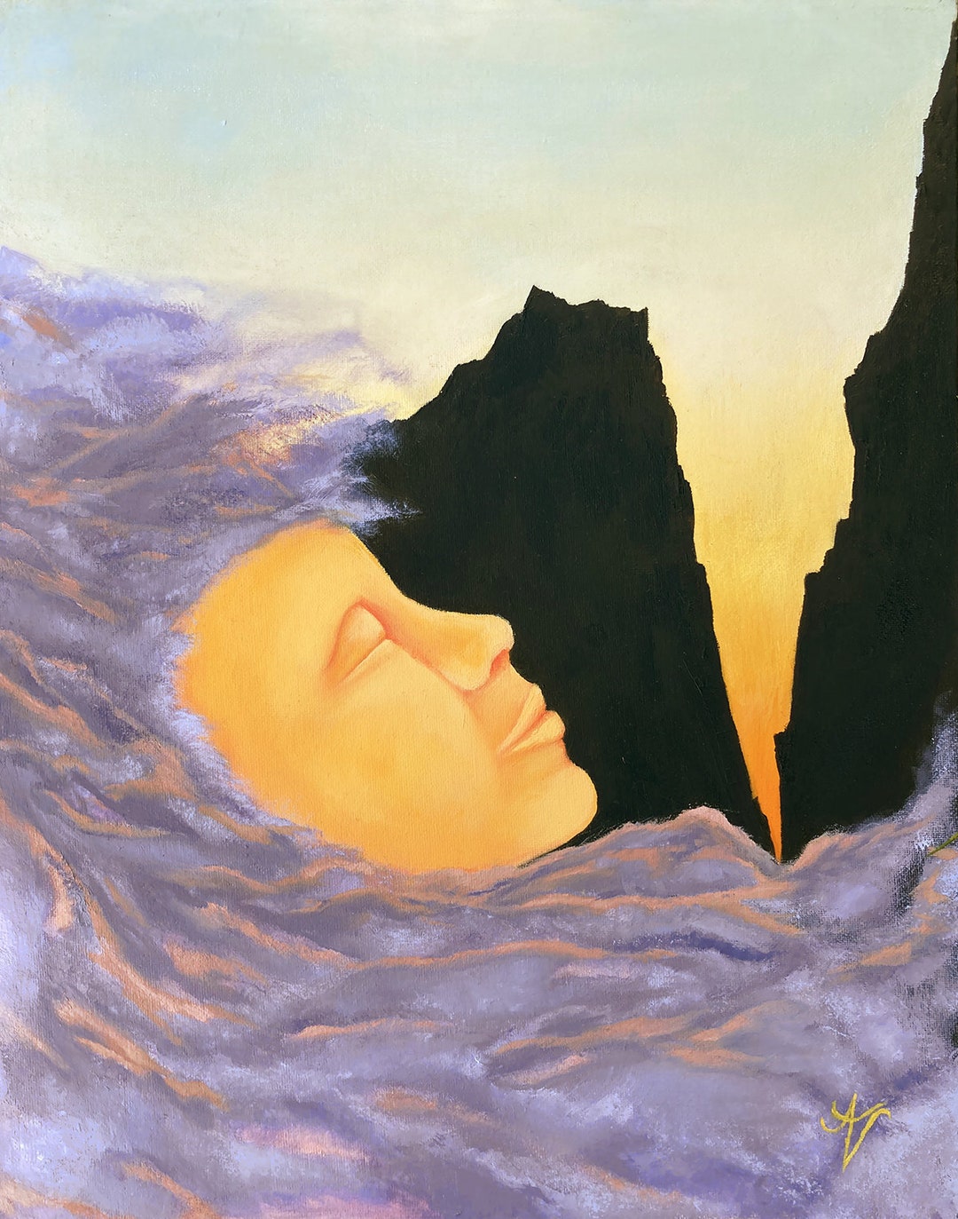 Sister Sunset (sky Miniseries #2), Oil Painting Art Print, Wall Hanging ...