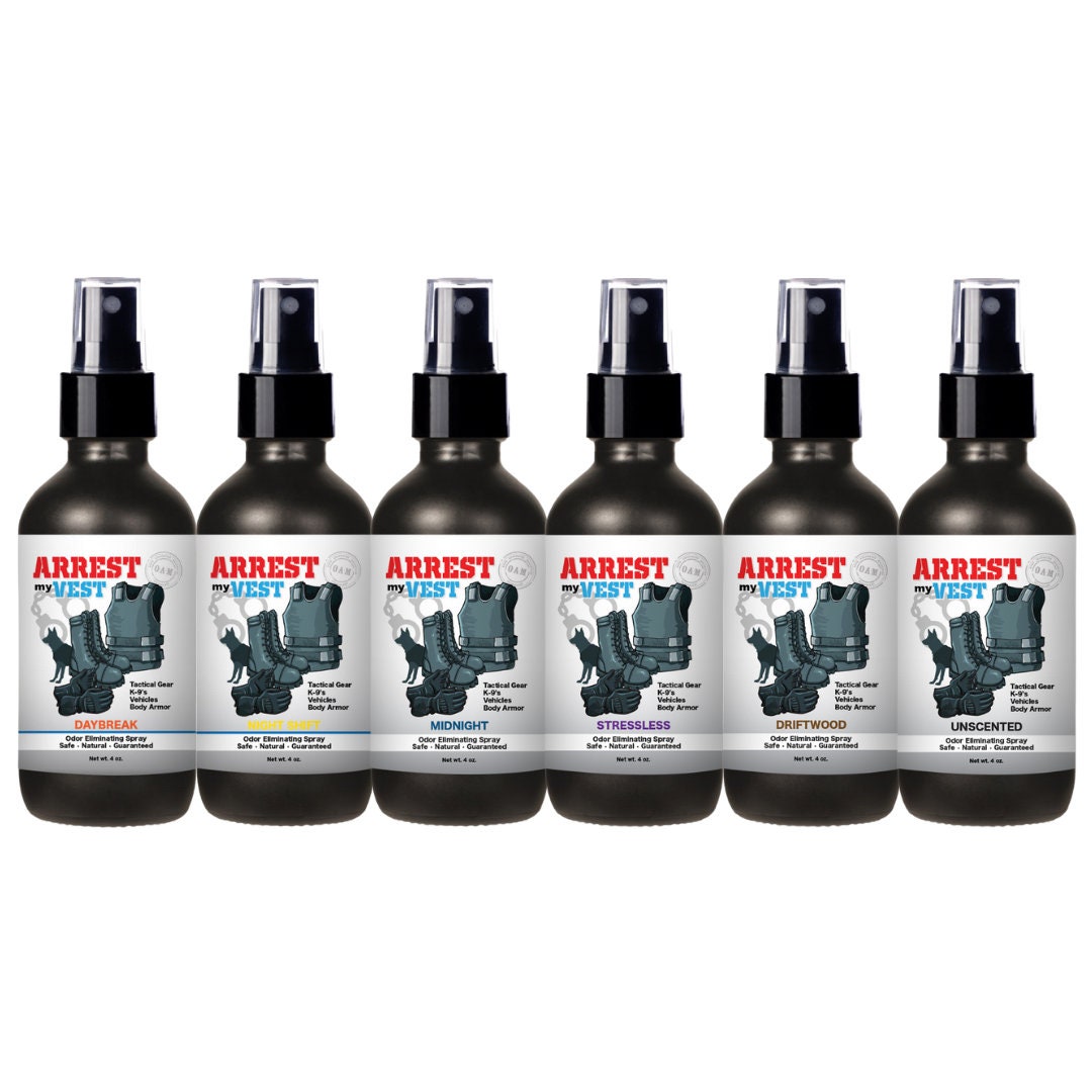 Police Officer Gift 4 Oz Odor Eliminator Spray Set: 6 Arrest My Vest ...