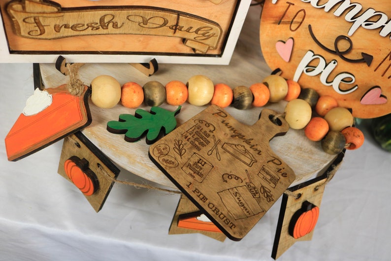 Pumpkin Pie Tiered Tray Decor, Fall Tiered Tray Decor, Interchangeable ...